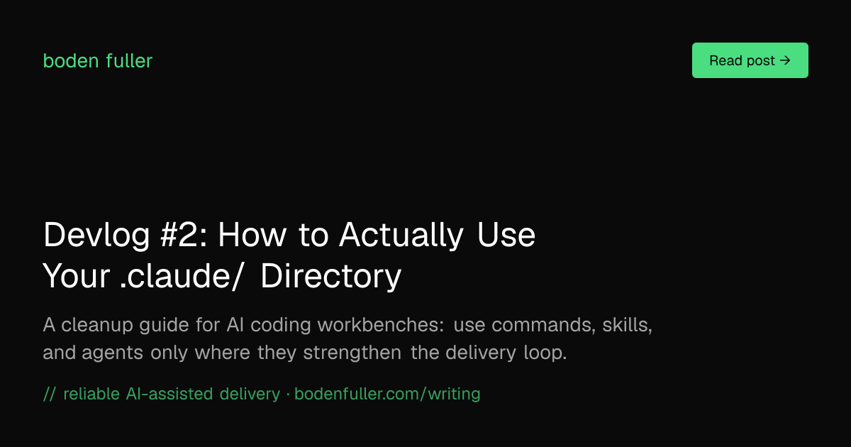 Devlog #2: How to Actually Use Your .claude/ Directory | Boden Fuller ...